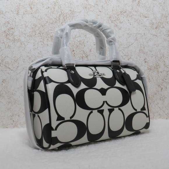 Coach | Bags | Coach Black And White Signature Rowan Satchel | Poshmark